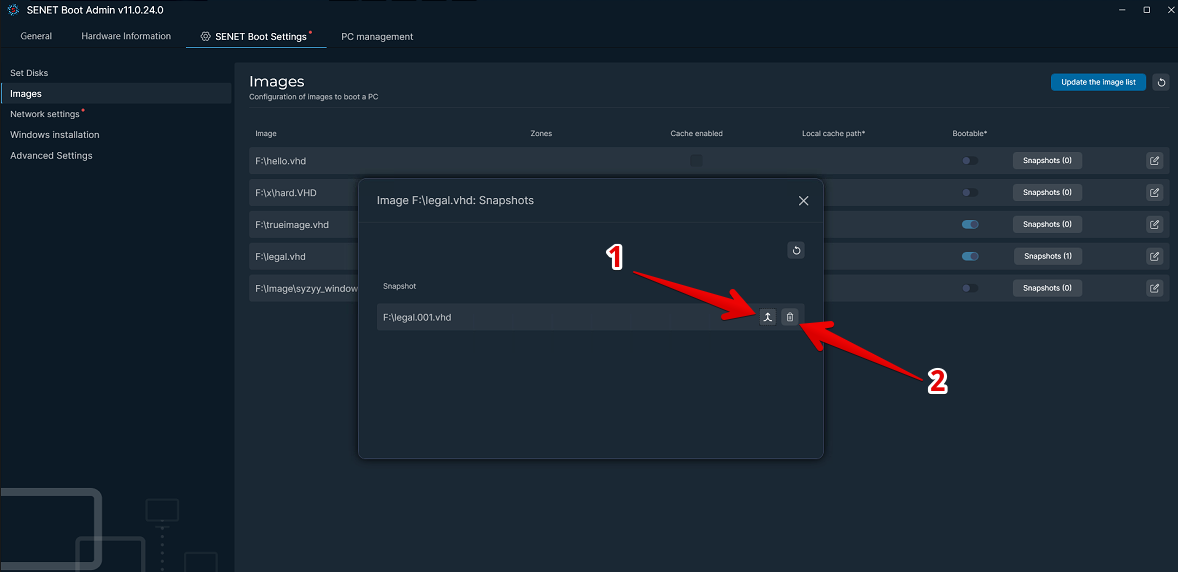 Creation and management of Snapshots in SENET Boot Admin – ENESTECH ...