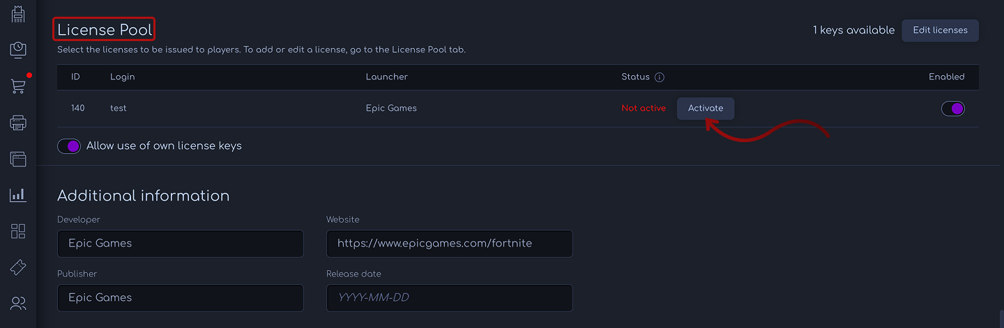 How to activate licenses for Epic Games – ENESTECH Software