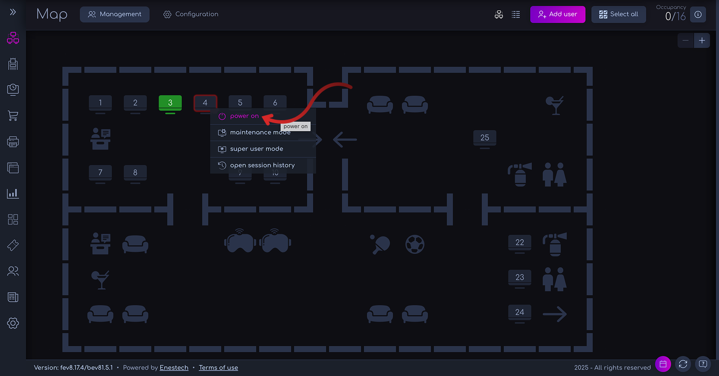 How to Turn PCs On/Off from the Venue Map – ENESTECH Software