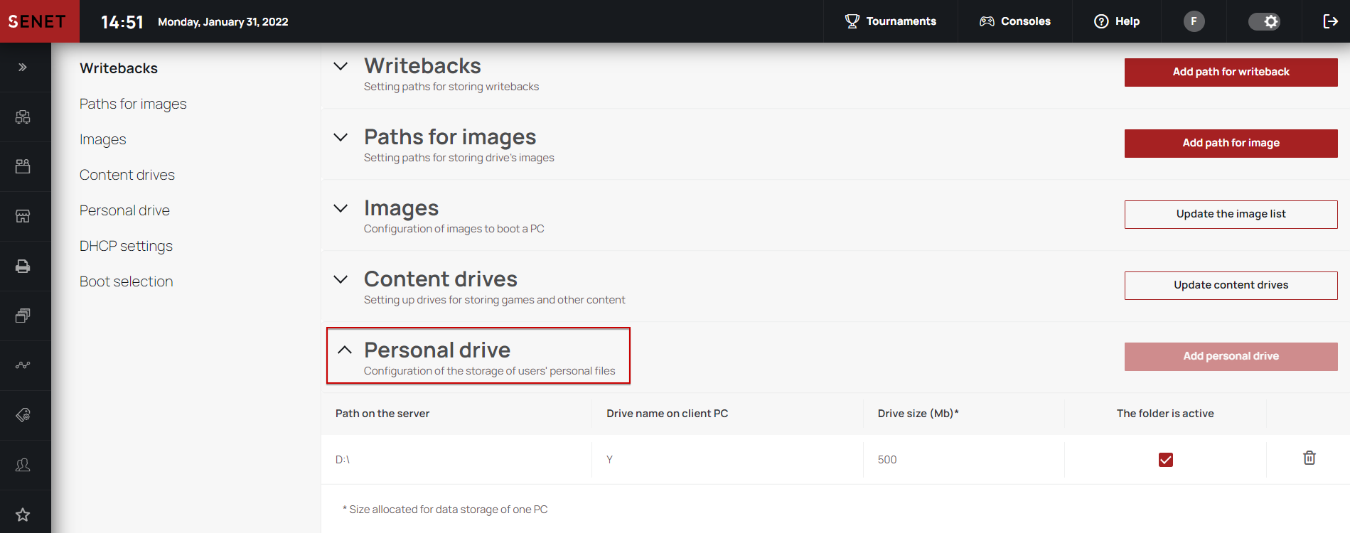 Version 60 - Personal drive in SENET Boot system – ENESTECH Software